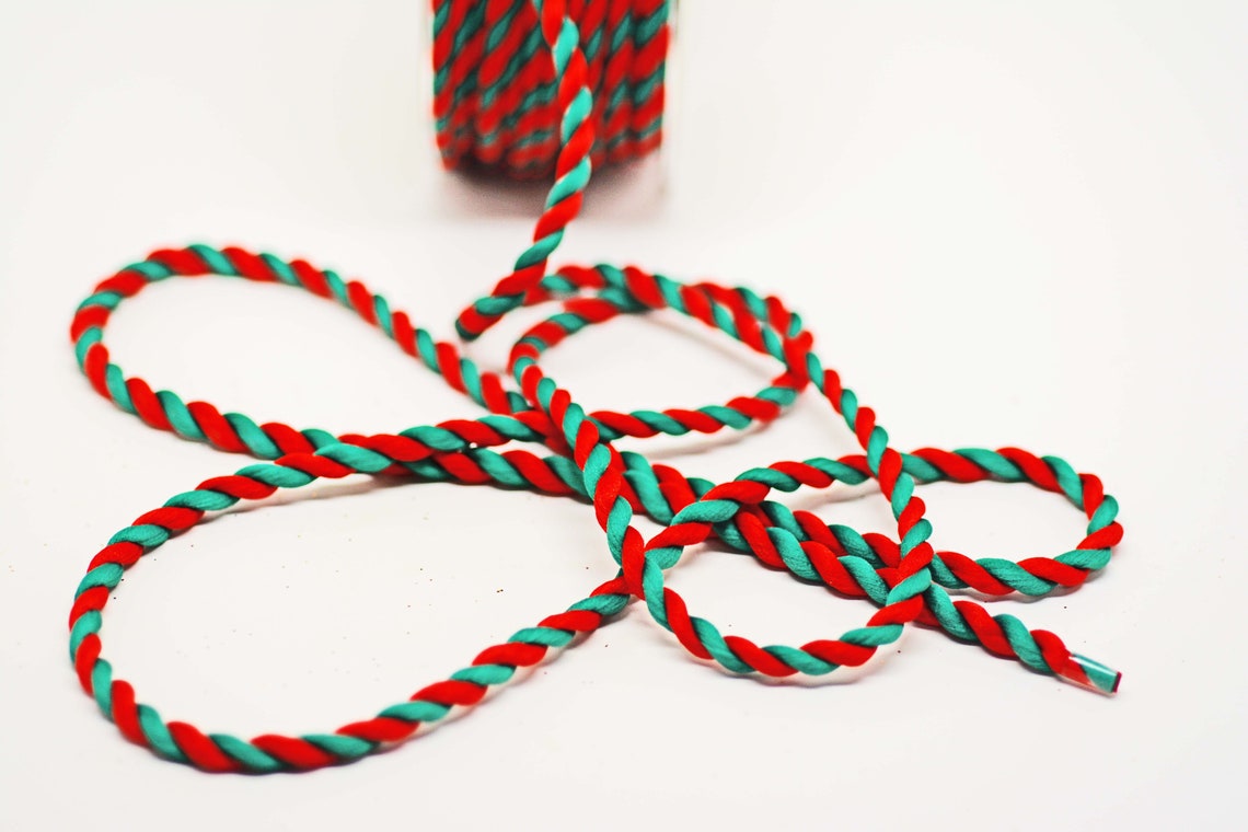 Christmas Stripe Twisted Rope -- Red Green -- 1/4 Inch -- Holiday Red ...