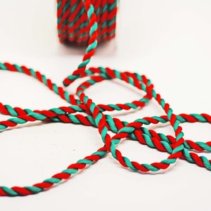 Christmas Stripe Twisted Rope -- Red Green -- 1/4 Inch -- Holiday Red ...
