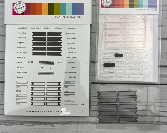 Papertreyink Stamp Set & Die-cuts - Planner Banners - Etsy