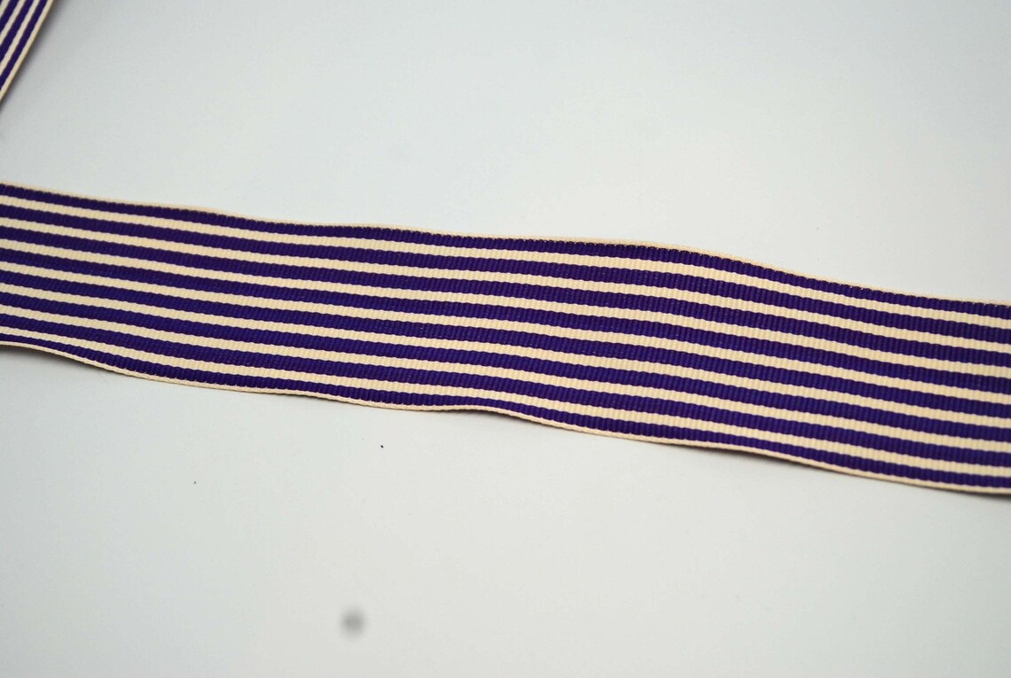 Striped Grosgrain Ribbon 1.5 Inches Grape Cream Purple | Etsy