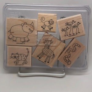 DESTASH -- Stampin up -- Zoofari -- Rhino Leopard Snake Zebra Monkey ...