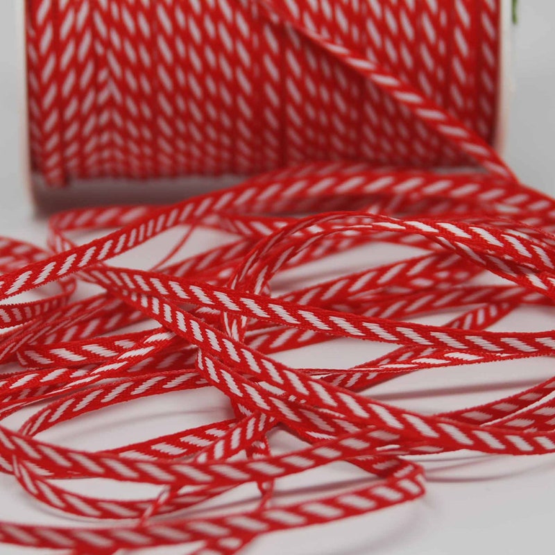 Red and White Stripe Ribbon - Etsy