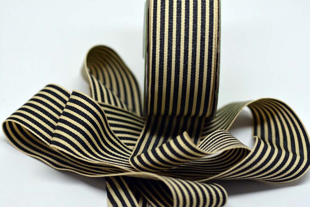 BULK Striped Grosgrain Ribbon 15 Yards -- 1.5 Inches -- Black Cream - Etsy