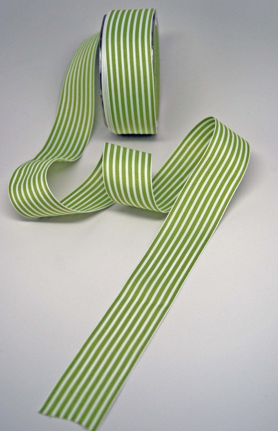 Striped Grosgrain Ribbon 1.5 Inches Green White | Etsy