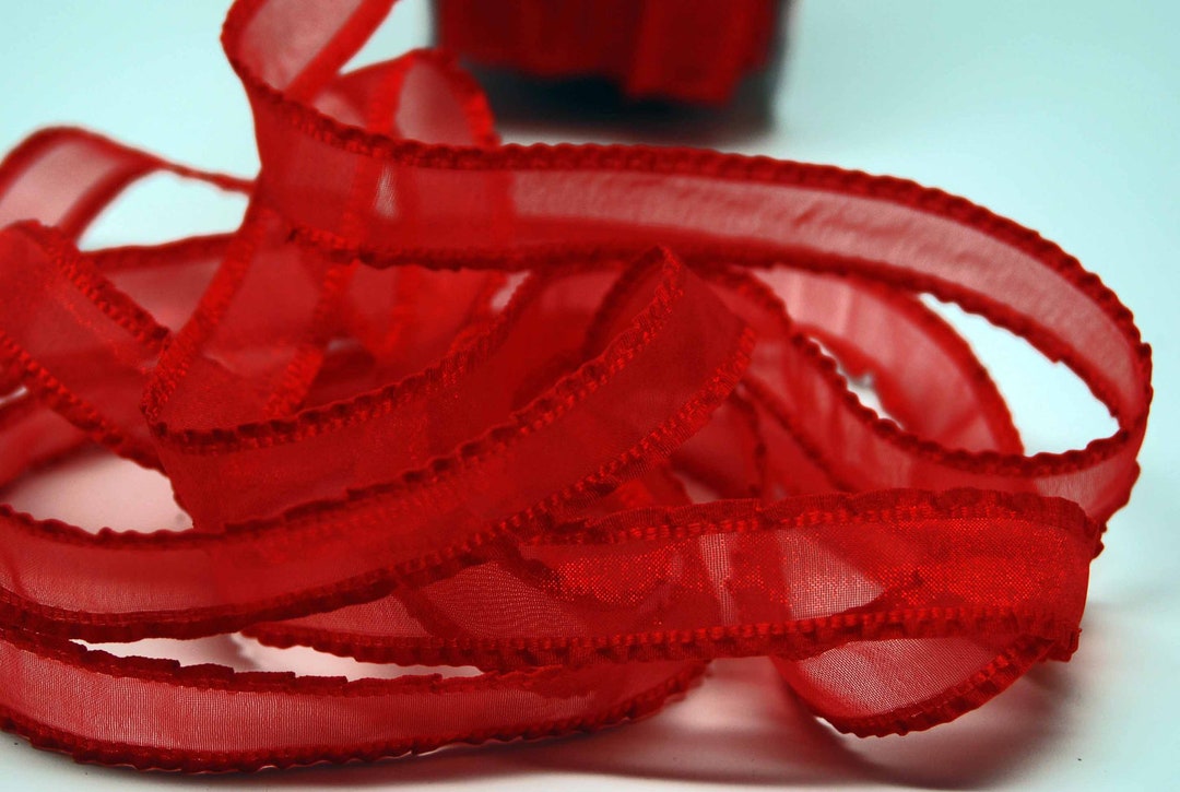Sheer Ruffle Ribbon 5/8 Inch -- Lipstick Red -- Bright Red Holiday - Etsy