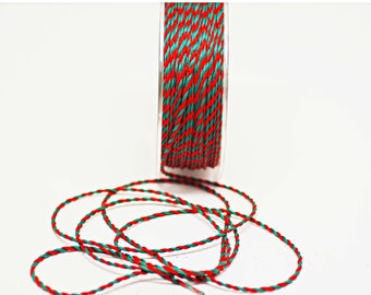 Christmas Stripe Twisted Rope Red Green 1/4 Inch | Etsy