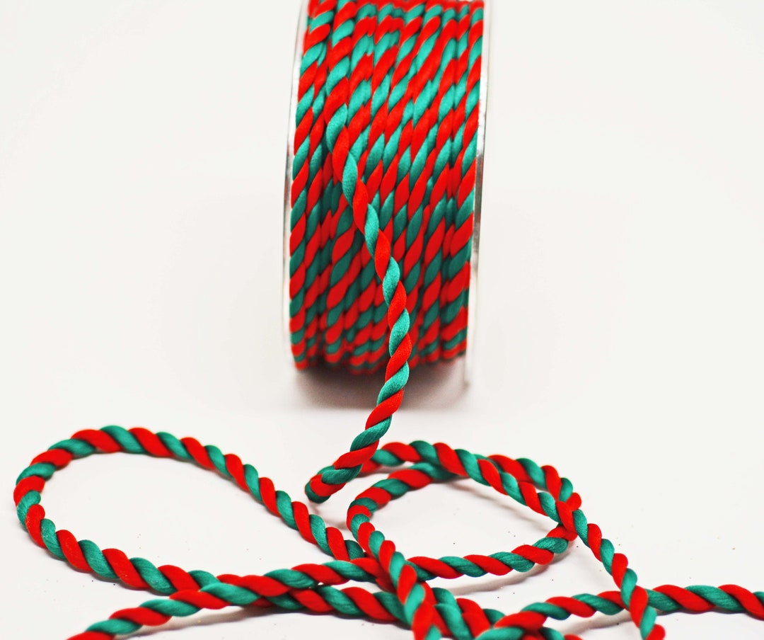 Christmas Stripe Twisted Rope -- Red Green -- 1/4 Inch -- Holiday Red ...