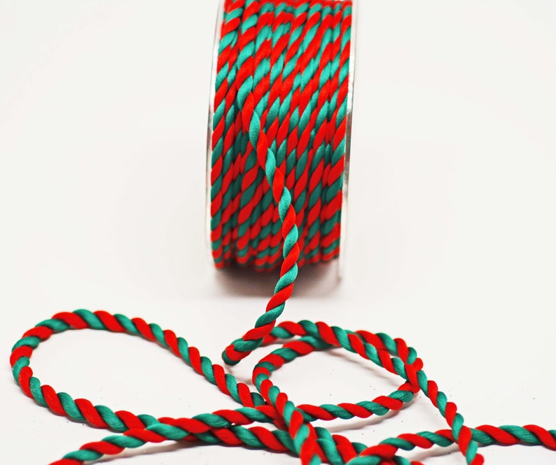 Christmas Stripe Twisted Rope -- Red Green -- 1/4 Inch -- Holiday Red ...