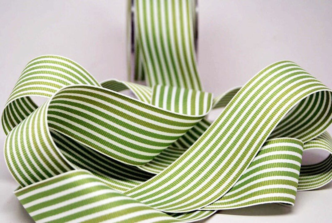 BULK Striped Grosgrain Ribbon 15 Yards -- 1.5 Inches -- Green White - Etsy