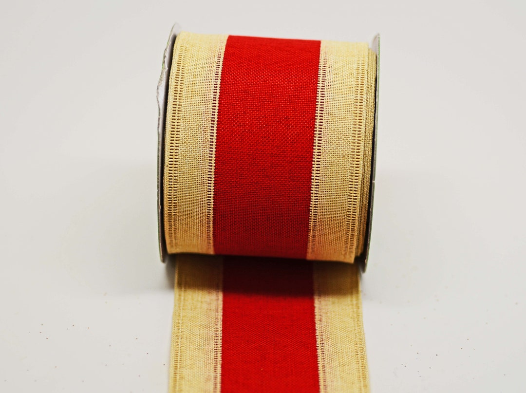BULK Red Ivory Center Band Ribbon -- 5 Yards - 2 1/2 Inch -- Holiday ...