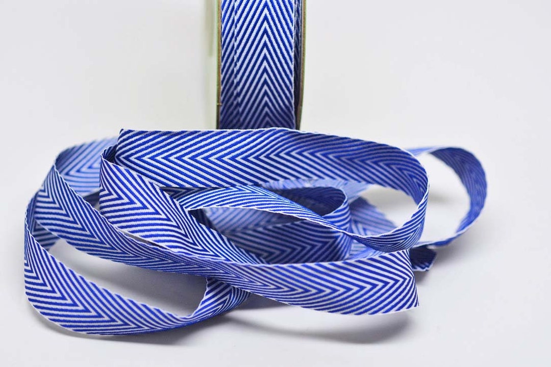 Striped Chevron Twill Ribbon -- 3/4 Inch -- Navy White Royal White - Etsy
