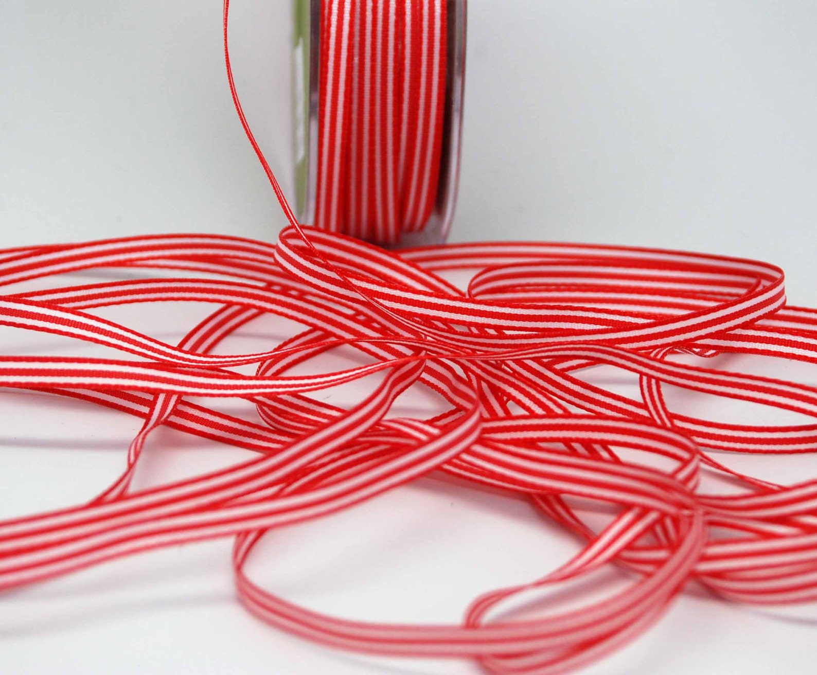 Striped Grosgrain Ribbon 3/16 Inch Red White - Etsy