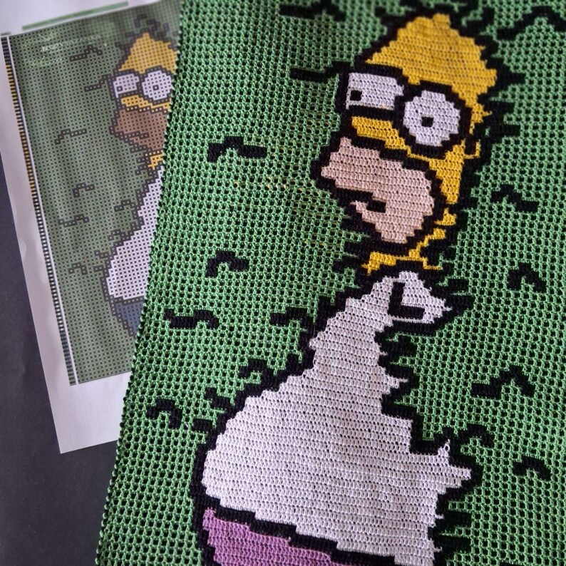 Homer Simpson Mosaic Crochet Pattern PDF – Overlay Crochet Chart – Meme ...