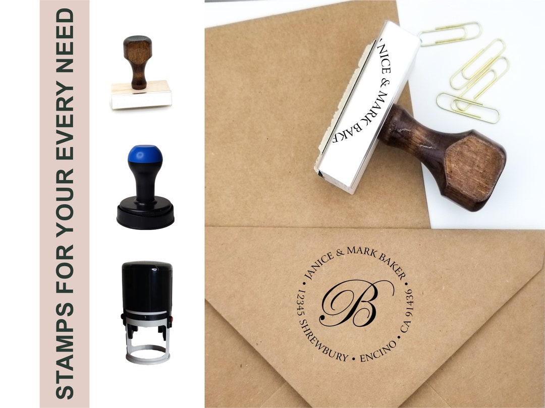 Round Address Stamp Monogram, Address Stamp Elegant, Address Stamp Self ...