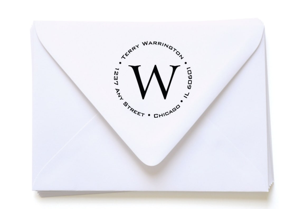 Custom Round Address Stamp, Classic Round Address Stamp, Single Initial ...