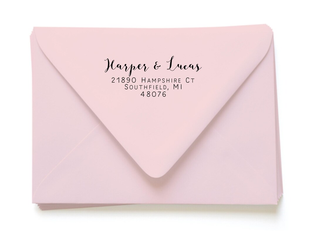 Custom Address Stamp 4 Lines With First Names in a Pretty Calligraphy ...