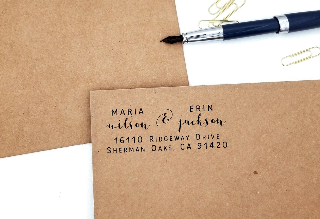 Two Different Names Return Address Stamp Modern Address Stamp Custom ...