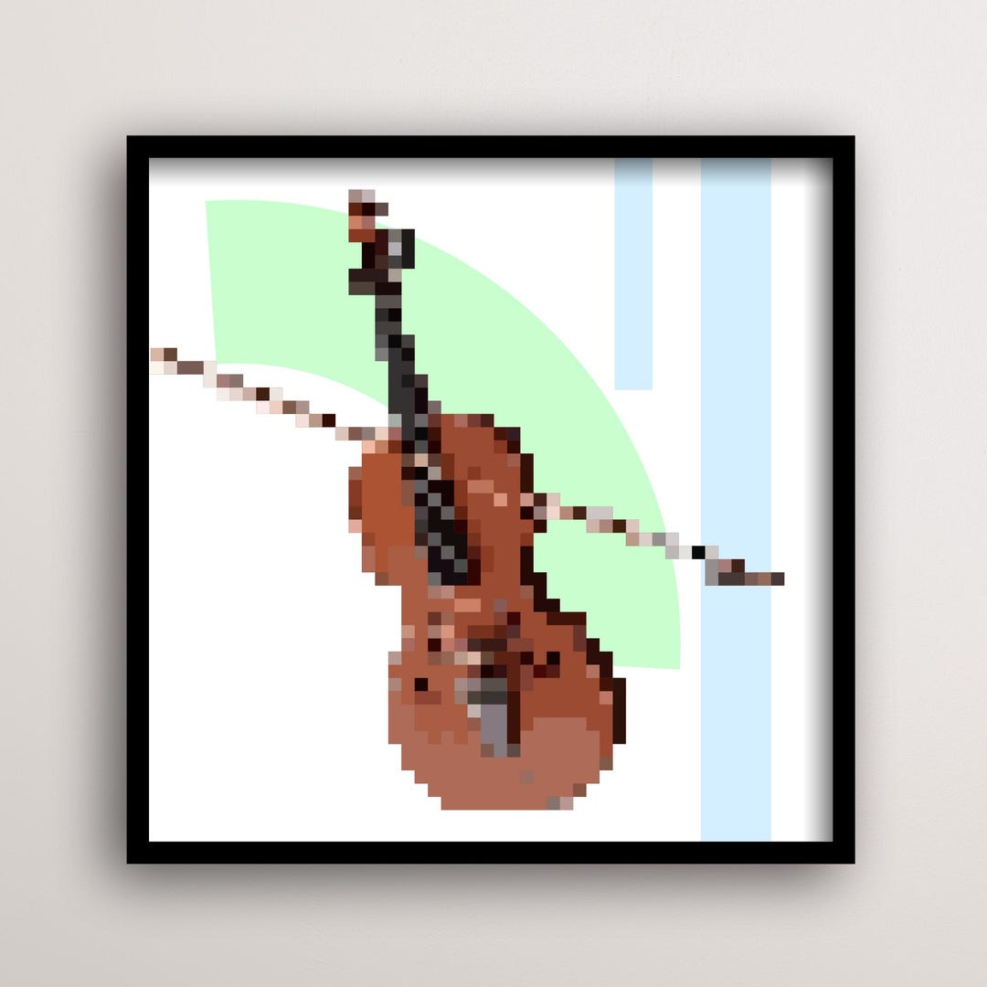 Pixel Pop Art of Violin With Geometric, Digital Download Print Art Wall ...