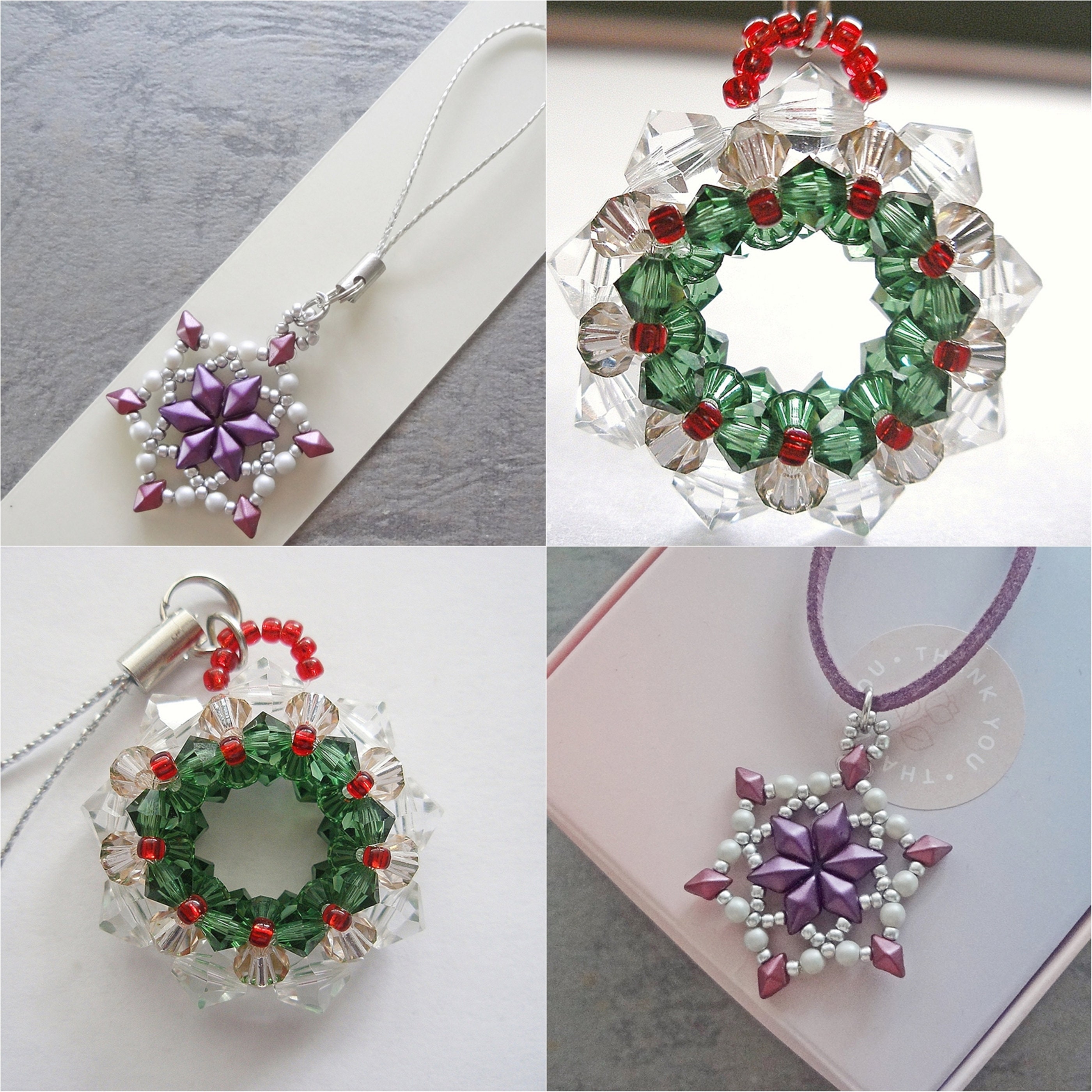 Christmas Duo Special Set 3 big Christmas Wreath Charm XM003, Purple ...
