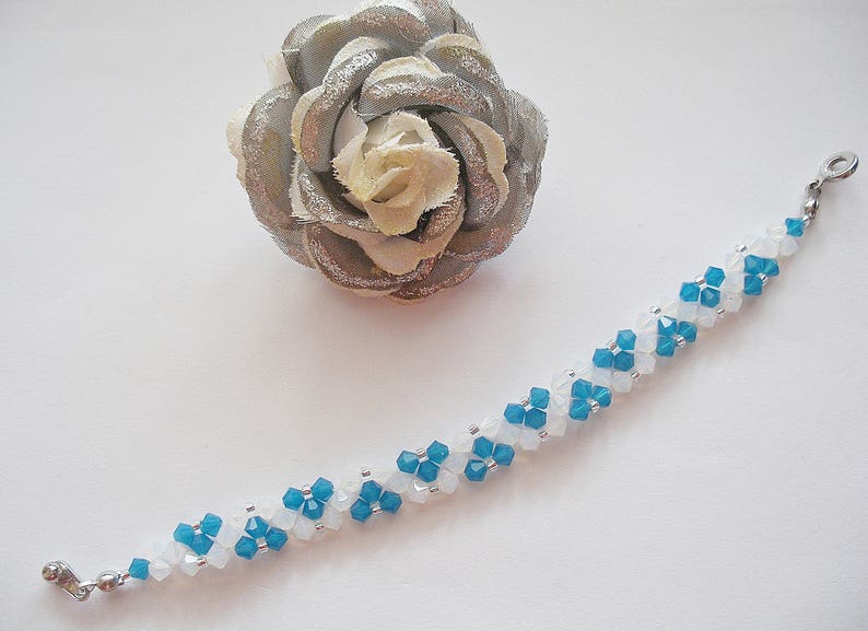 Blue Flower White Opal Bracelet BB164 Beading Tutorial - Etsy