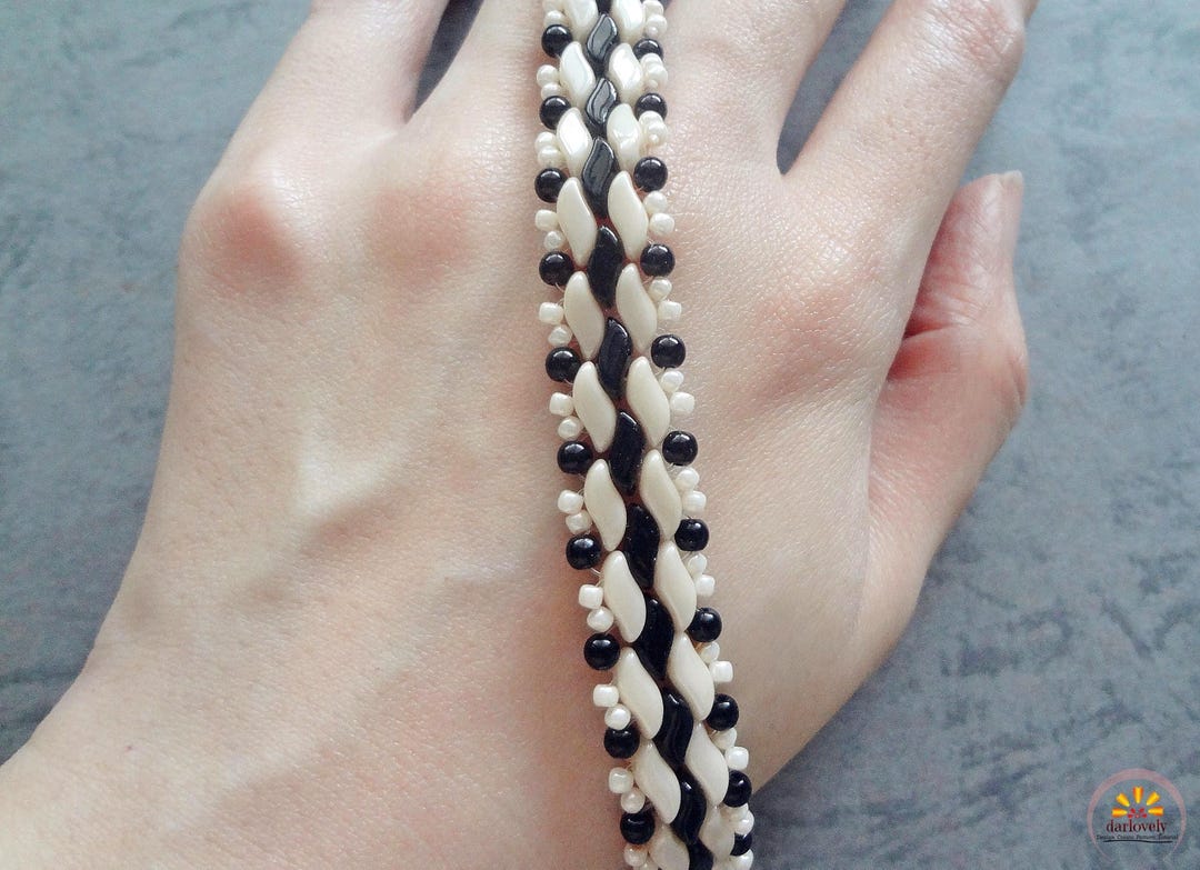 Beaded DIY Bracelet Pattern - Checkered Stormduo Bracelet (BB320 ...