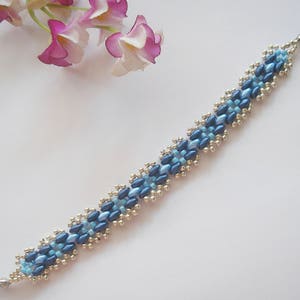 Bead Bracelet Pattern - Blue Cross Bead Superduo Bracelet (BB196 ...