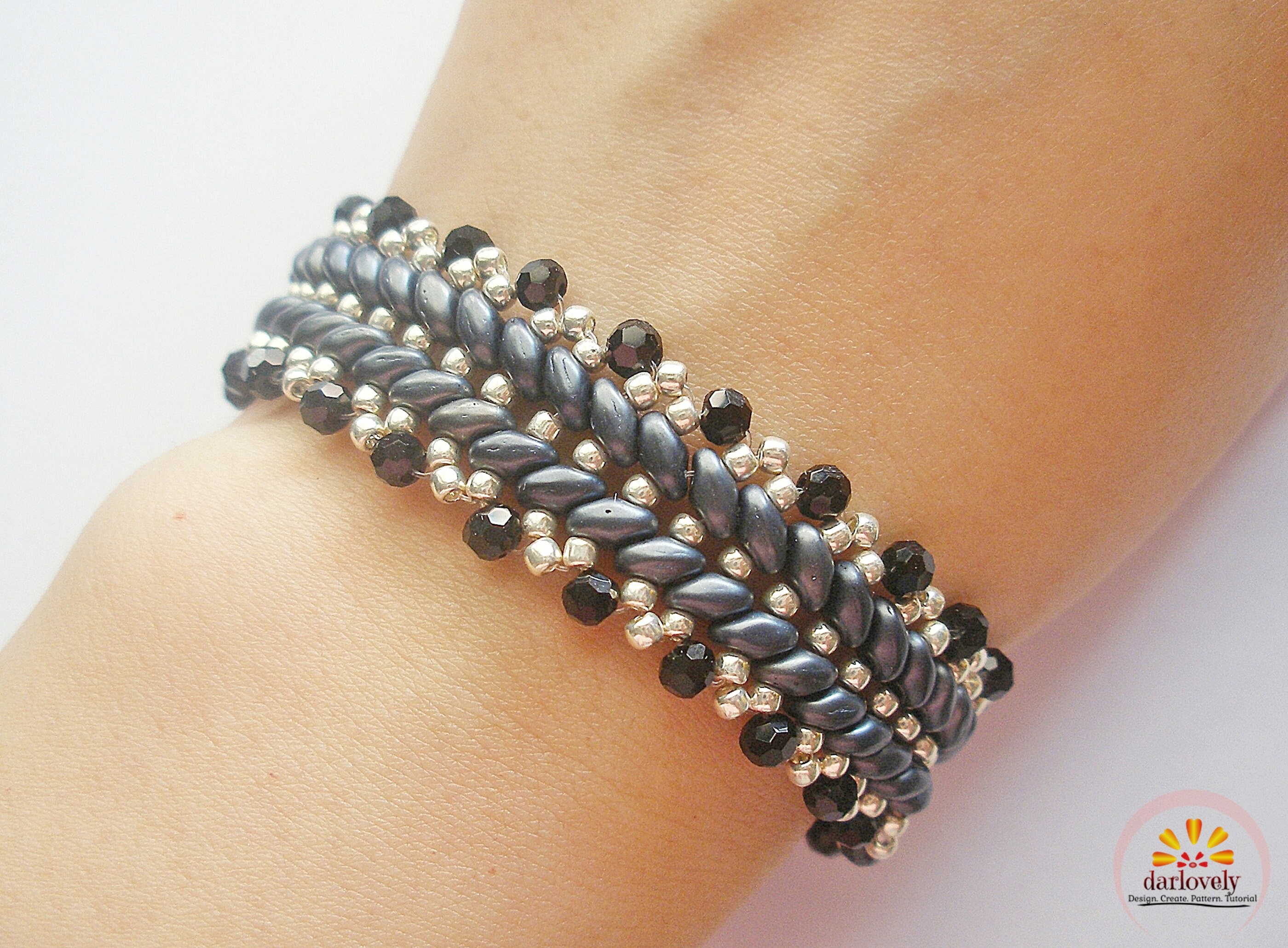 DIY Bead Pattern - Elegant Black Ladder Superduo Bracelet (BB186 ...