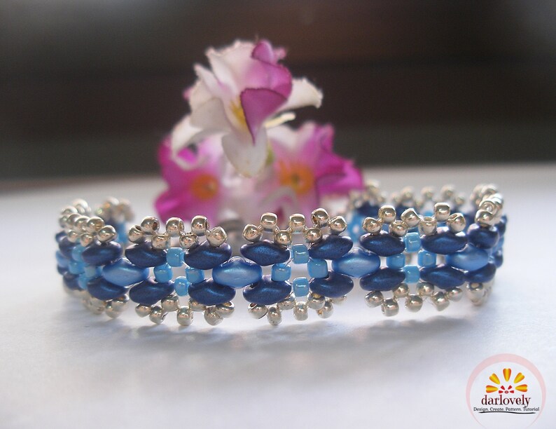 Bead Bracelet Pattern - Blue Cross Bead Superduo Bracelet (BB196 ...