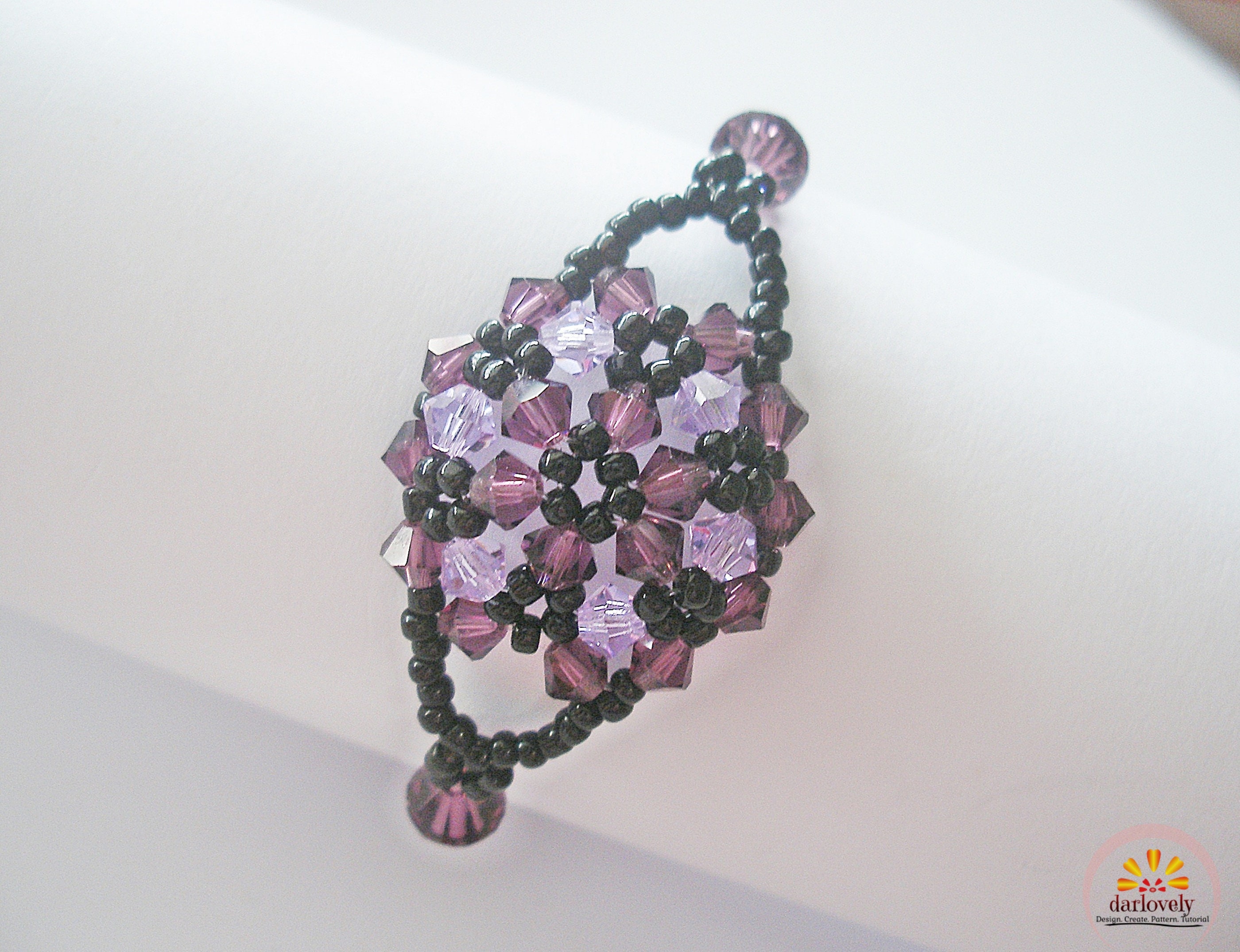 Beading Bicone Bracelet Tutorial Pattern Purple Flower Bouquet Bracelet ...