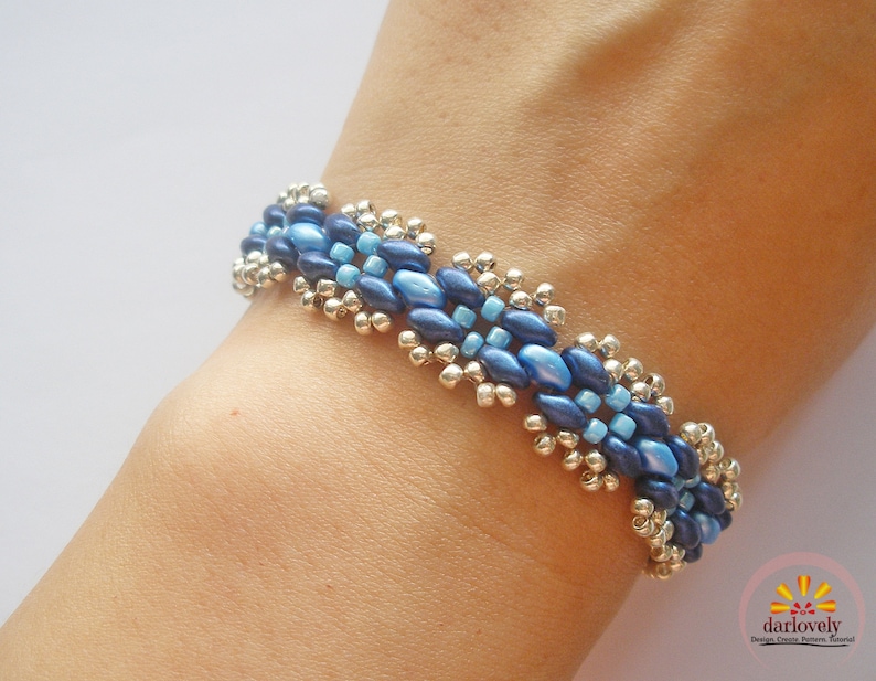 Bead Bracelet Pattern - Blue Cross Bead Superduo Bracelet (BB196 ...