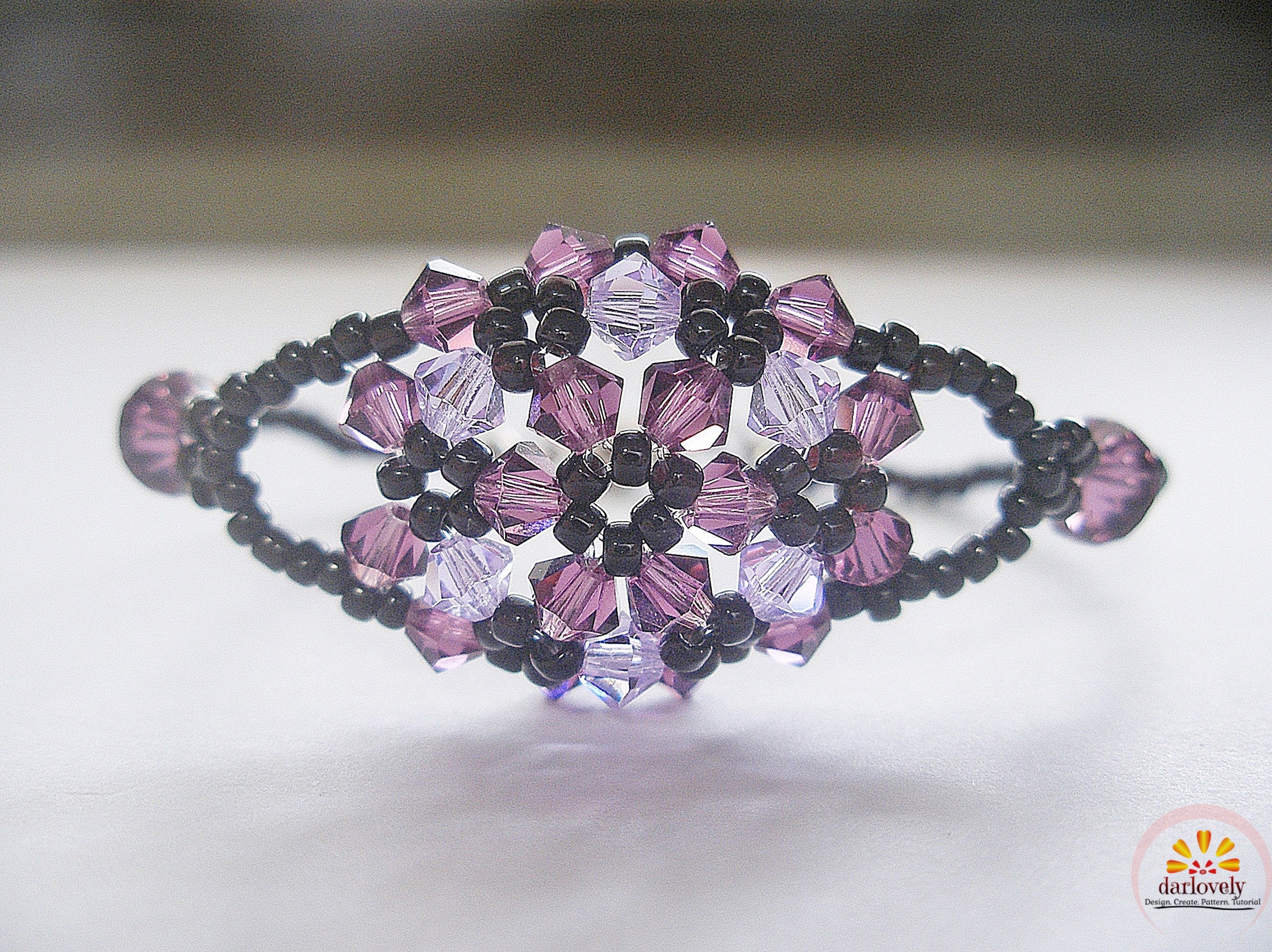 Beading Bicone Bracelet Tutorial Pattern Purple Flower Bouquet Bracelet ...