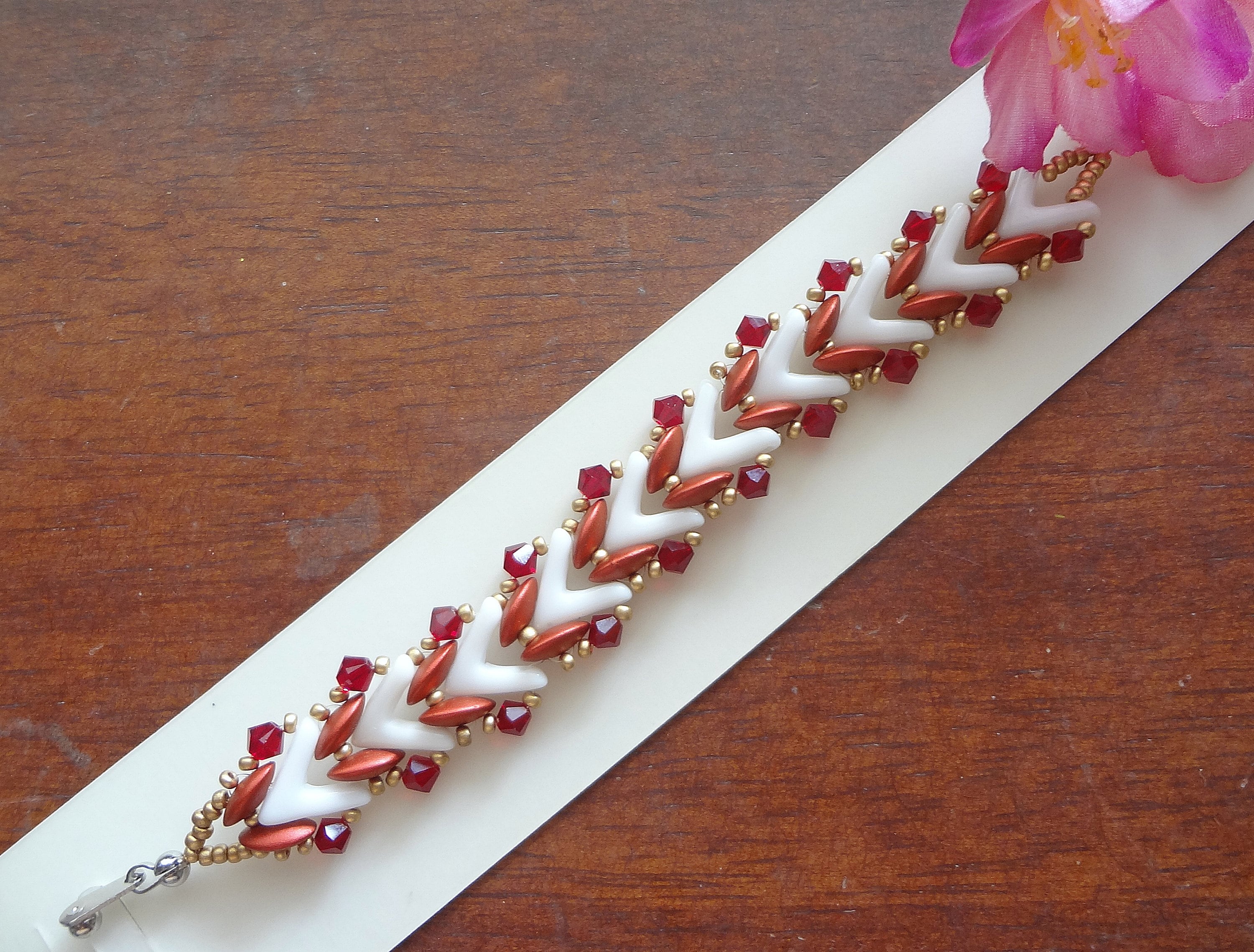 DIY Beaded PDF Pattern Red White Arrow Bracelet BB317 Beading Jewelry ...