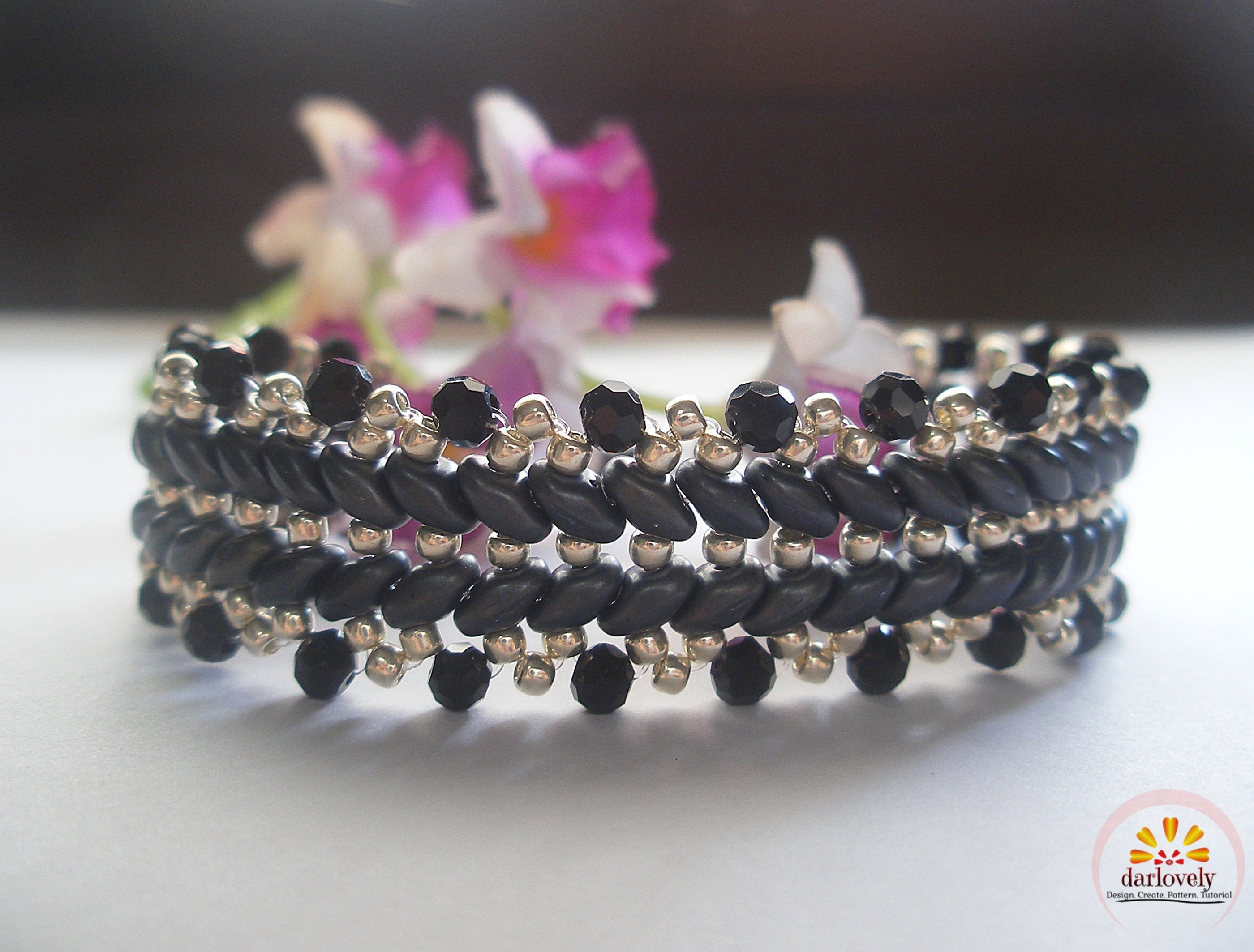 DIY Bead Pattern - Elegant Black Ladder Superduo Bracelet (BB186 ...