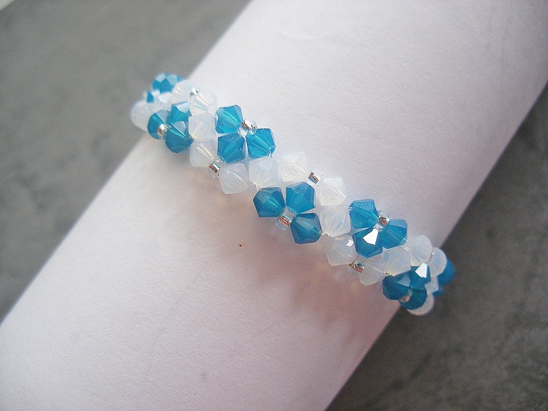 Blue Flower White Opal Bracelet BB164 Beading Tutorial - Etsy