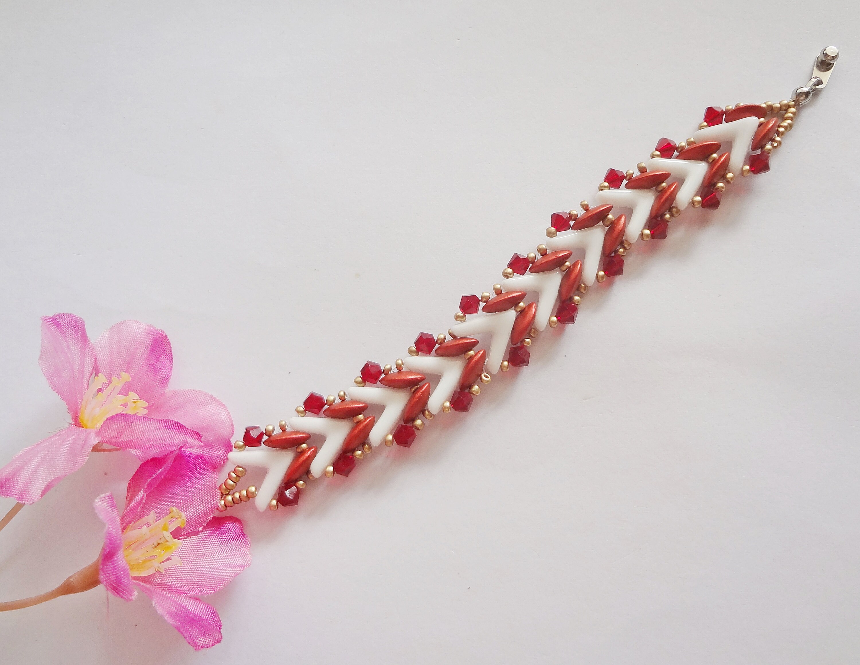 DIY Beaded PDF Pattern Red White Arrow Bracelet BB317 Beading Jewelry ...