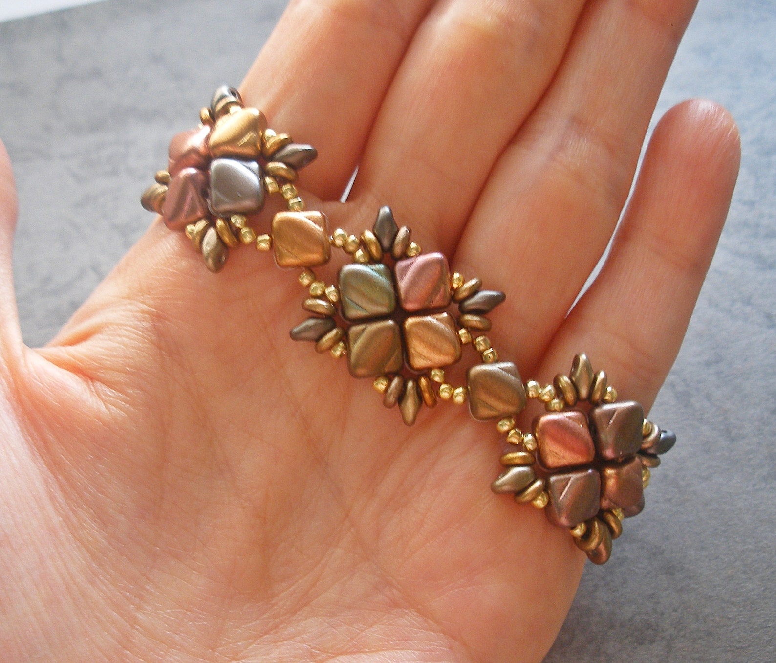 Silky Bead Tiles Bracelet Pattern: Beading Tutorial (PDF) - Etsy