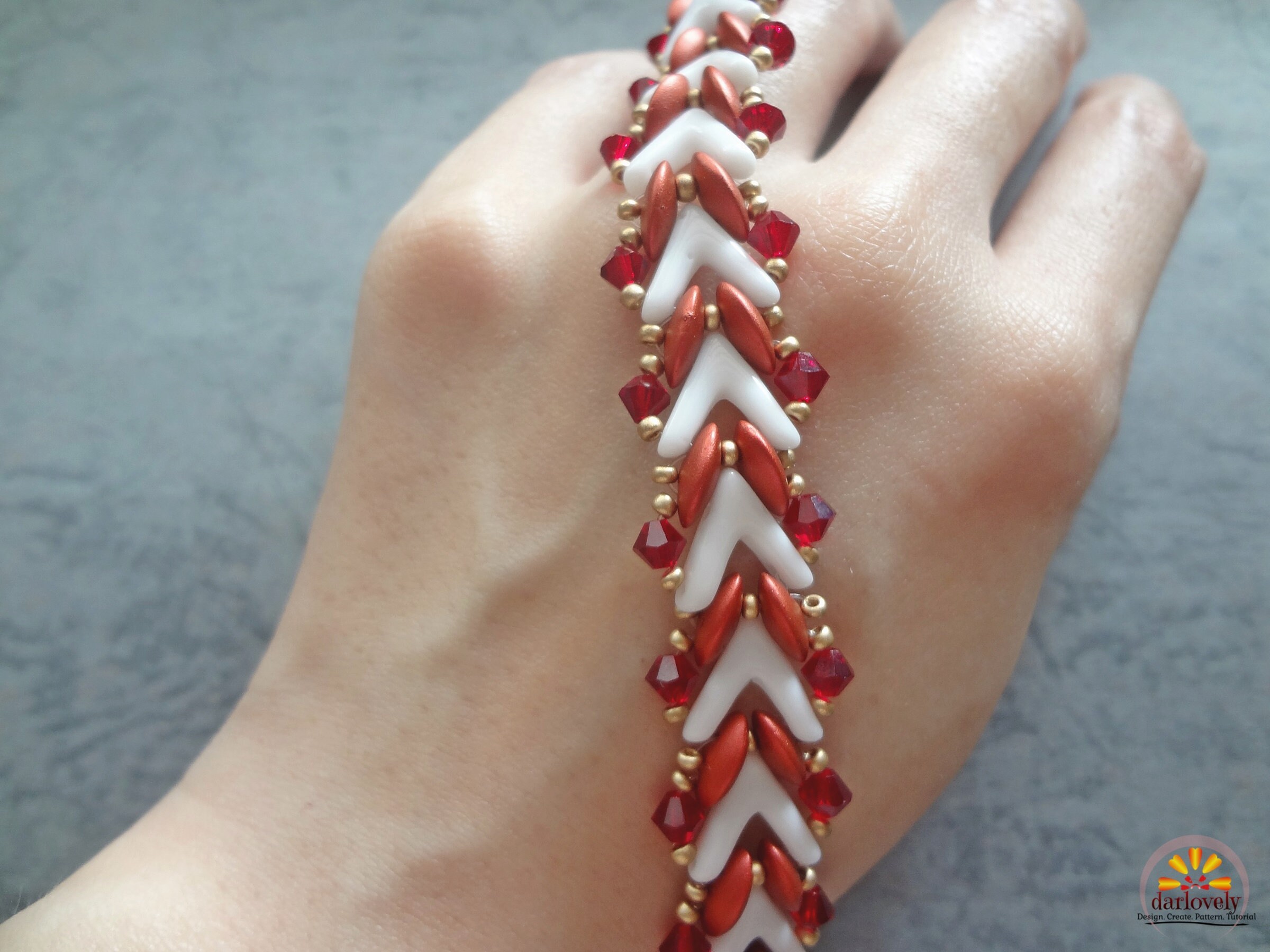 DIY Beaded PDF Pattern Red White Arrow Bracelet BB317 Beading Jewelry ...