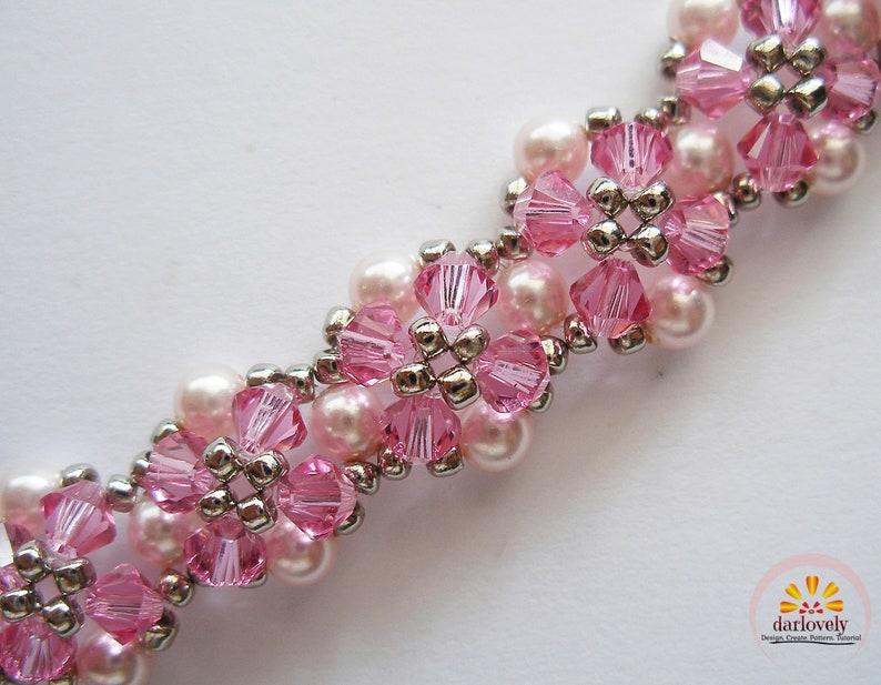 Beaded Bracelet Tutorial Pattern Rose Pearl Flower Bracelet | Etsy