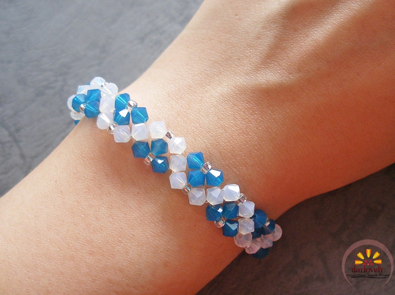 Blue Flower White Opal Bracelet BB164 Beading Tutorial - Etsy