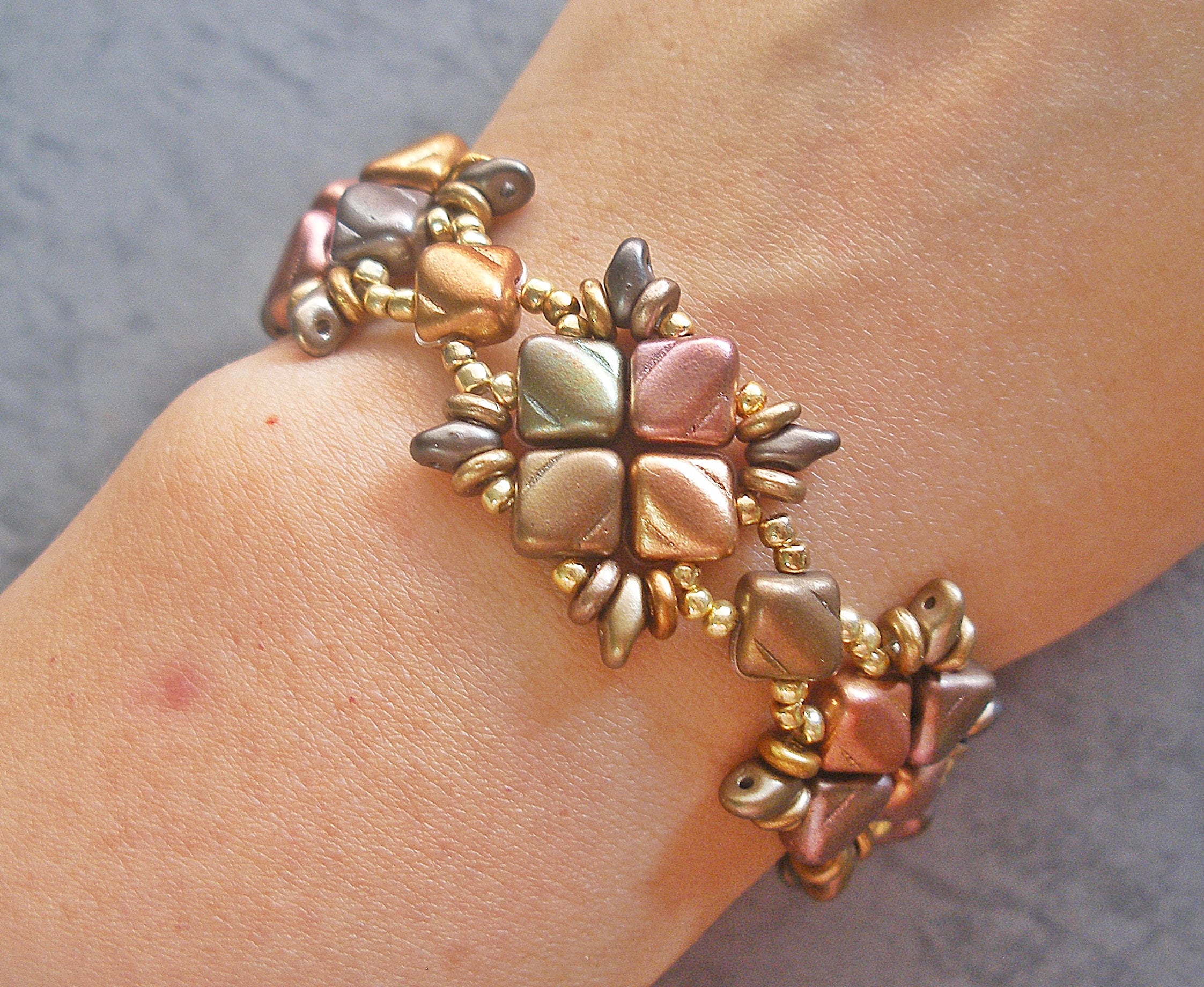Silky Bead Tiles Bracelet Pattern: Beading Tutorial (PDF) - Etsy