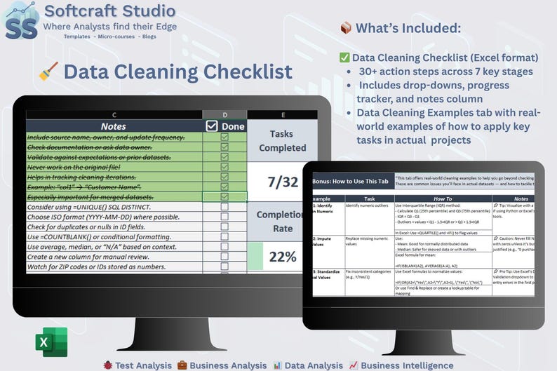 Data Cleaning Checklist for Analysts – Excel Task Tracker + Bonus How ...