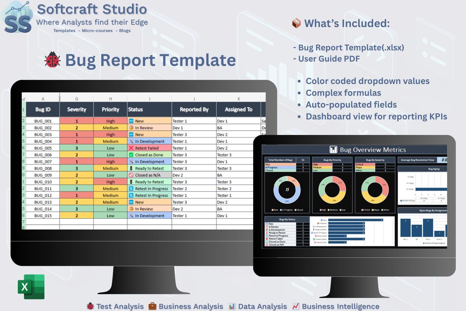 Bug Report Template for QA | Excel Format | Defect Tracker Sheet ...