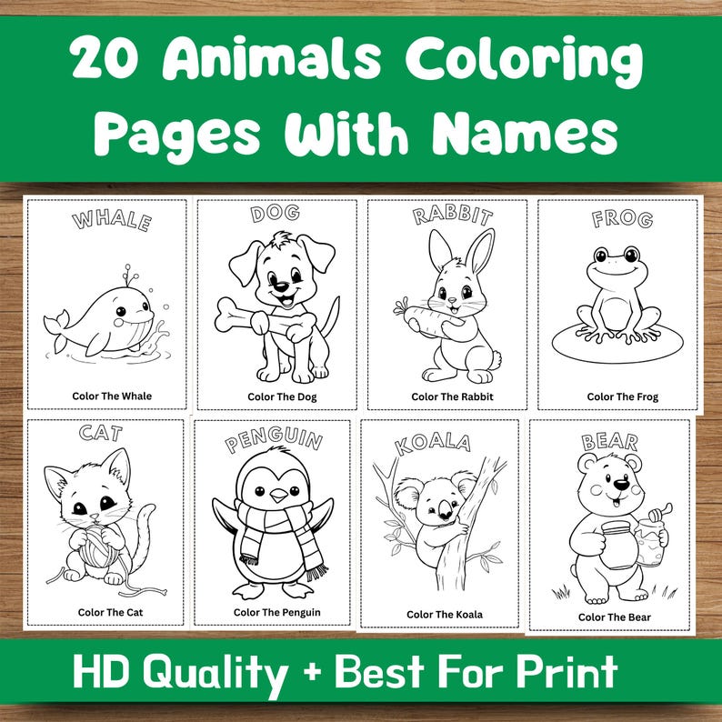 65+ Learn & Color Animals Page | Printable and Editable Book With ...