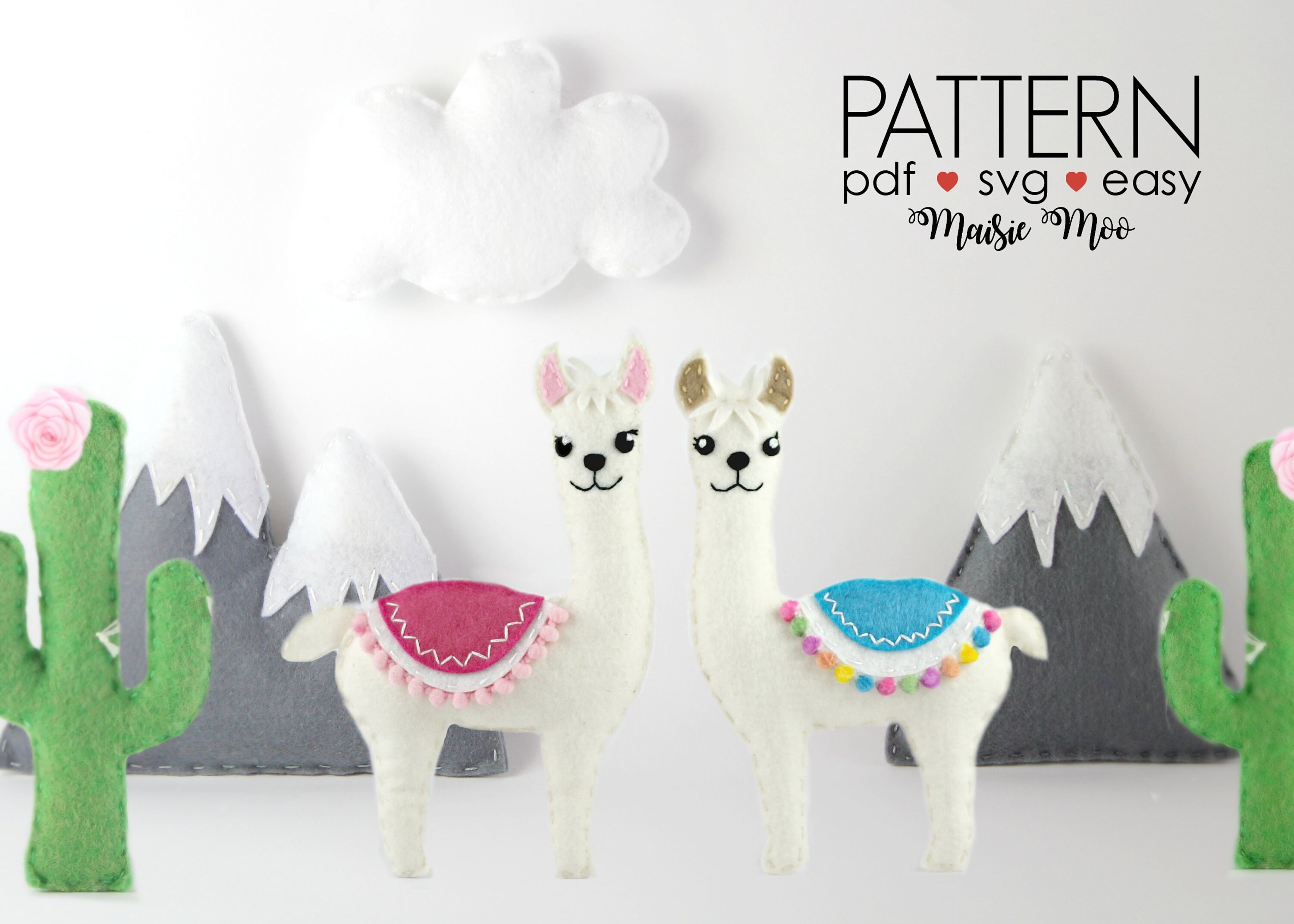 Llama Baby Mobile Pattern Felt Llama Pattern Llama SVG Llama Decor ...
