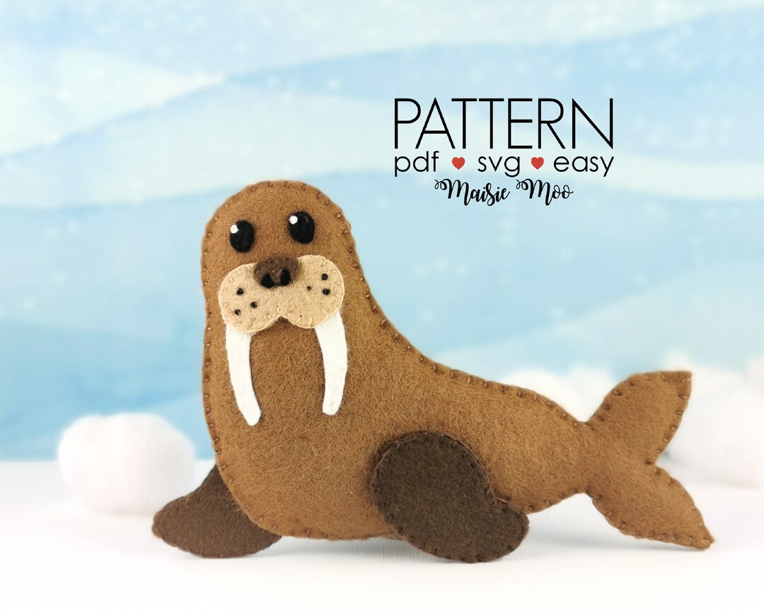 Felt Walrus Ornament Pattern | Walrus Plush Felt Pattern | Walrus ...