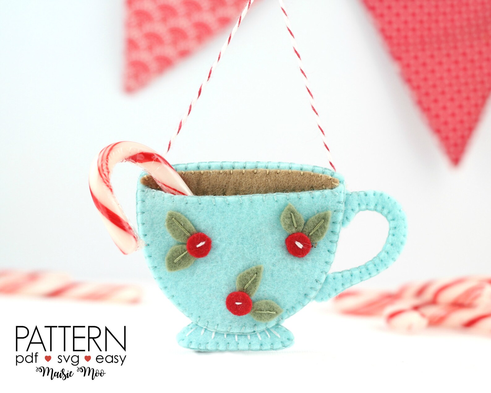 Christmas Vintage Teacup Felt Pattern Tea Party Favor Felt - Etsy