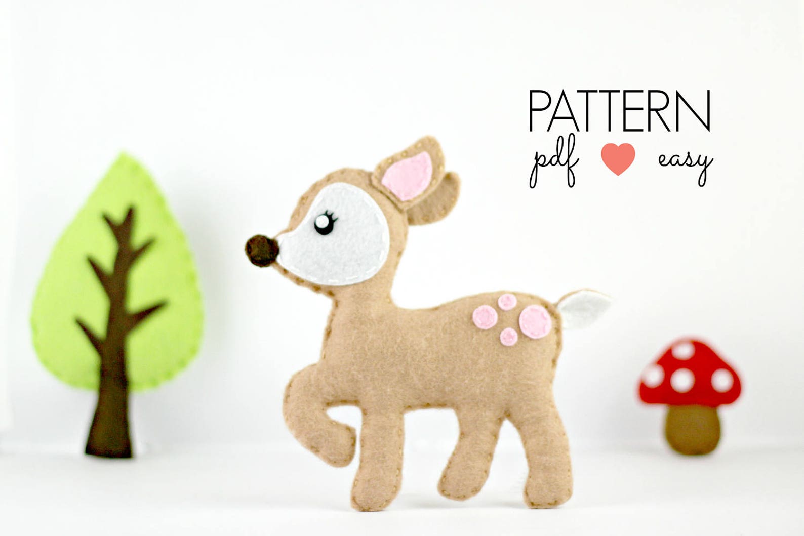 Felt Deer Pattern Christmas Woodland Animals Pattern Deer | Etsy