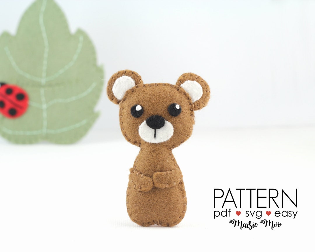 Felt Bear Pattern Bear Felt Pattern Bear Fingerpuppet Bear Ornament Plush Bear Miniature Bear ...