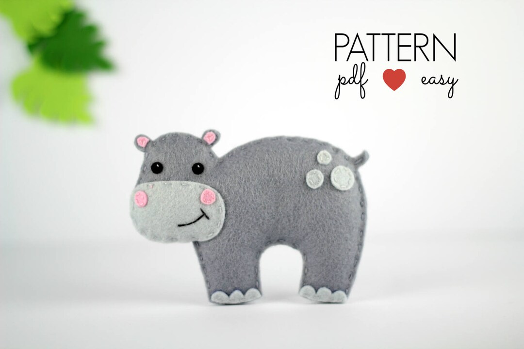 Felt Pattern Hippo Sewing Pattern Felt Animal Pattern Hippopotamus ...