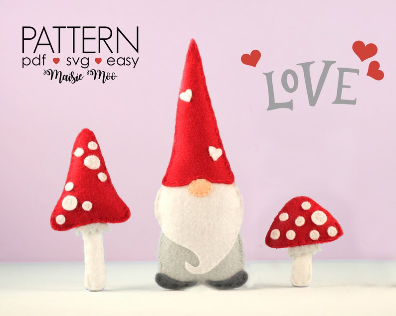 Felt Gnome Pattern Valentine Gnome Valentine Ornaments - Etsy